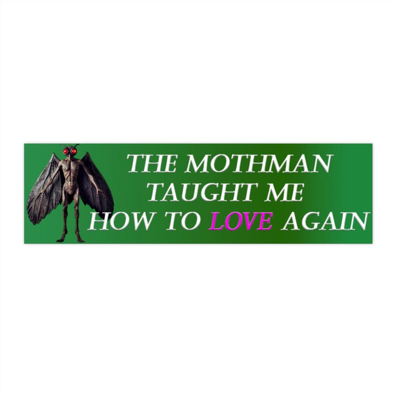 Mothman Love Bumper Sticker | Funny Cryptid Sticker | Retro Gothic ...