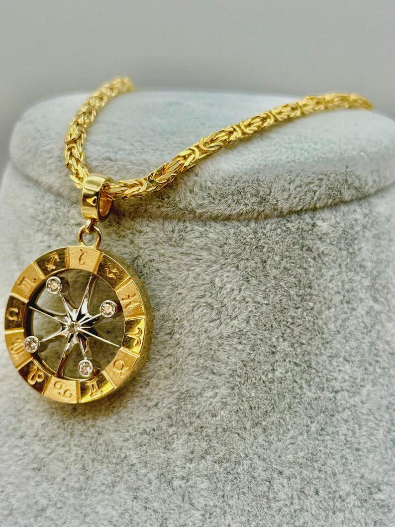 Personalized Compass Zodiac Necklace 925 Sterling Silver Gold Plated ...