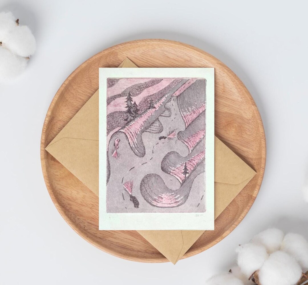 Serpentine - Original Etching Mini Print, Postcard Landscape, Intaglio ...