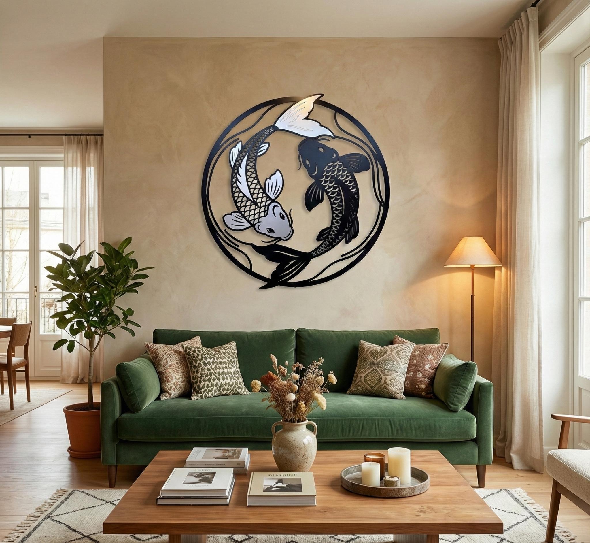 Yin Yang Koi Fish Metal Wall Art | CNC Laser Cut File (digital Download ...