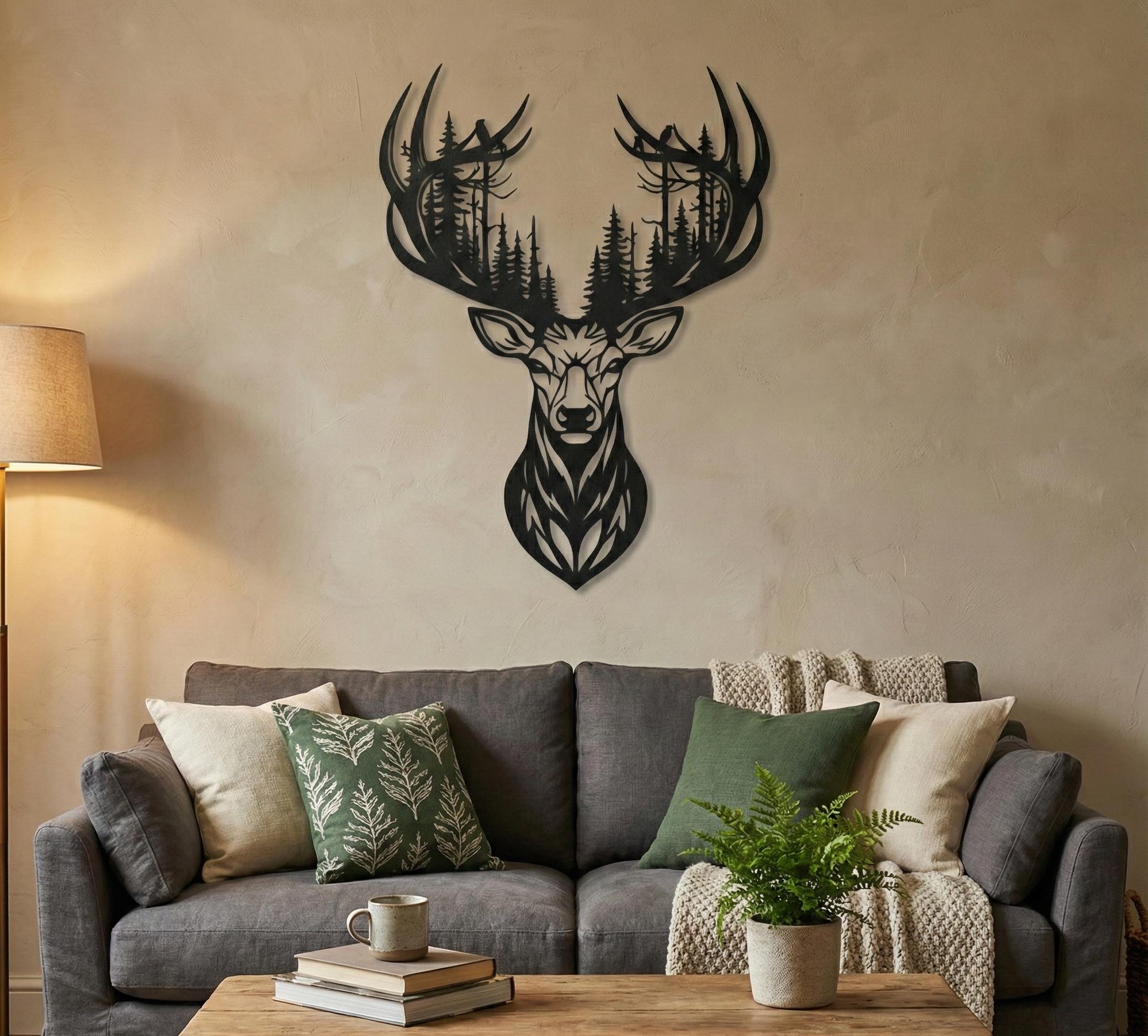 Deer Head Metal Wall Art, Laser Cut Forest Silhouette (digital Download ...