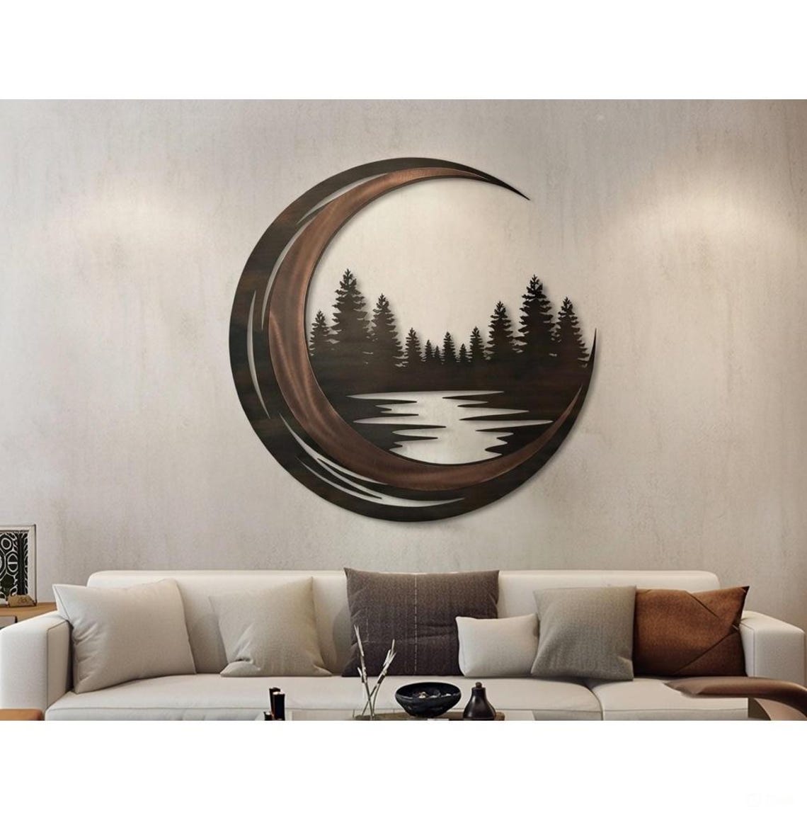 Moon Forest Metal Wall Art, CNC Plasma DXF File, Nature Decor (digital ...