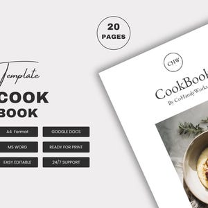 Editable Cookbook Template for Canva Printable Recipe Pages Recipe Card ...