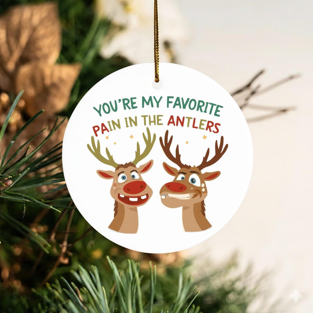 You’re My Favorite Pain in the Antlers Ornament | Funny Reindeer ...