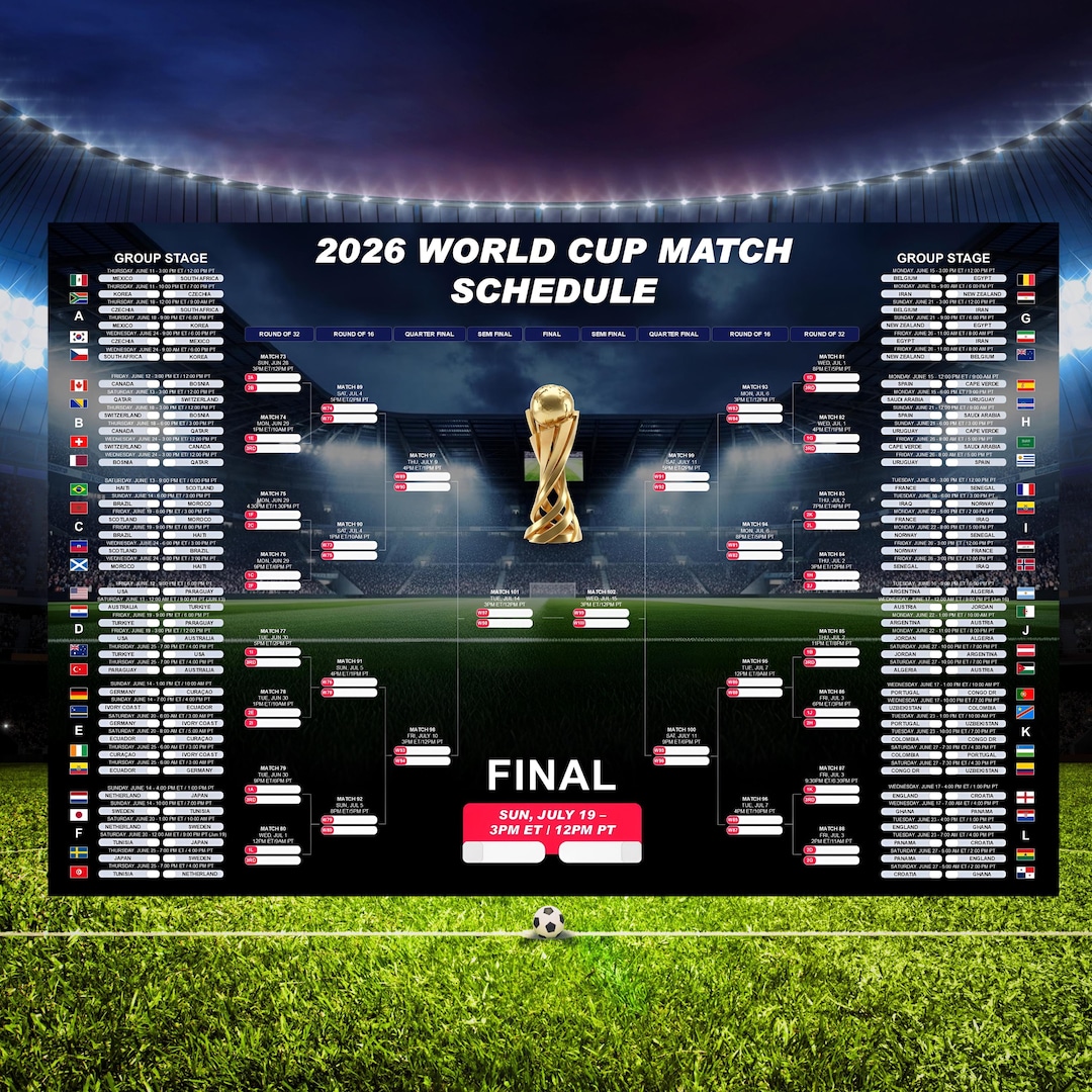 2026 World Soccer Cup Match Schedule, Soccer Tournament Bracket ...