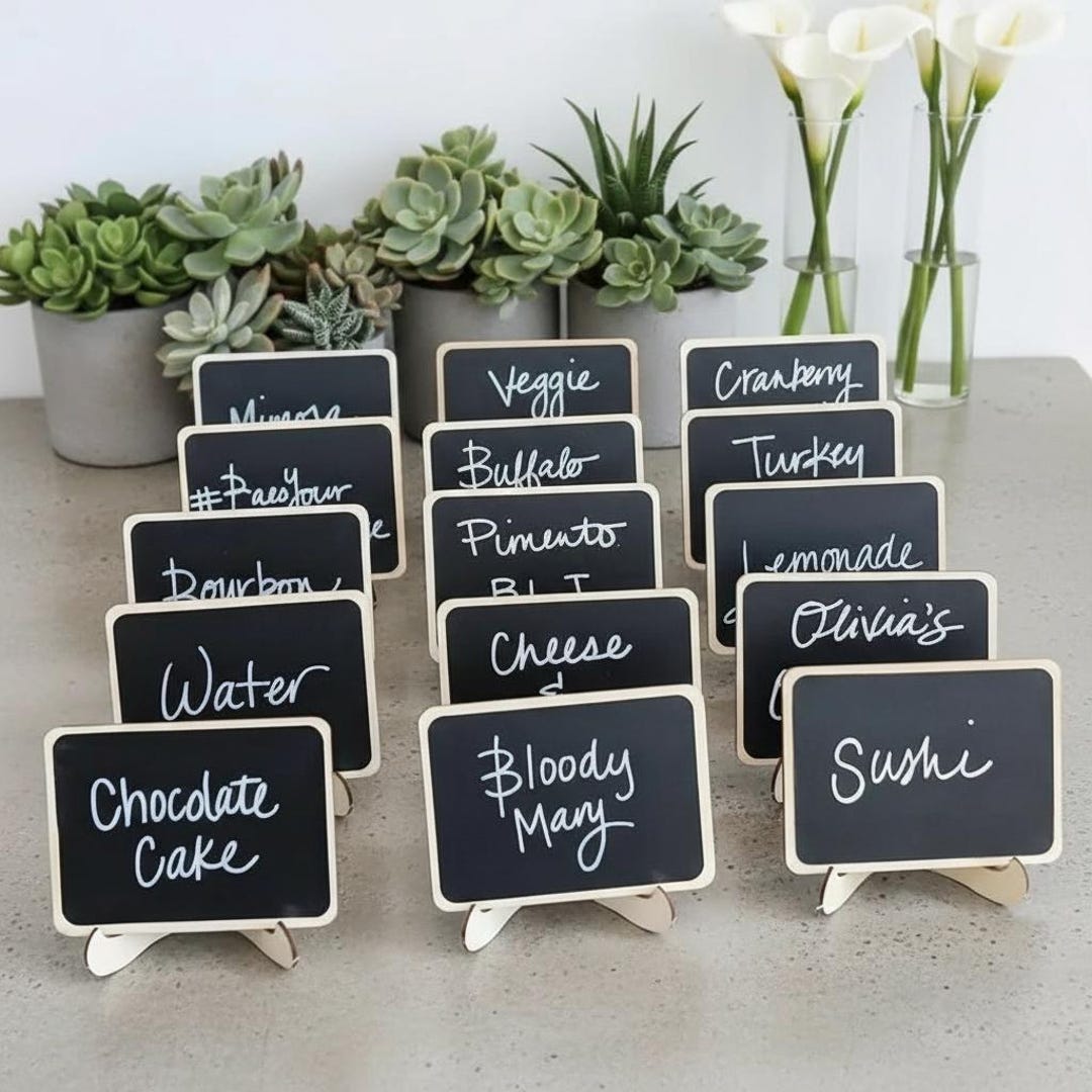 Mini Blackboard Display Panel Set - Wooden Chalkboard Signs for Wedding ...