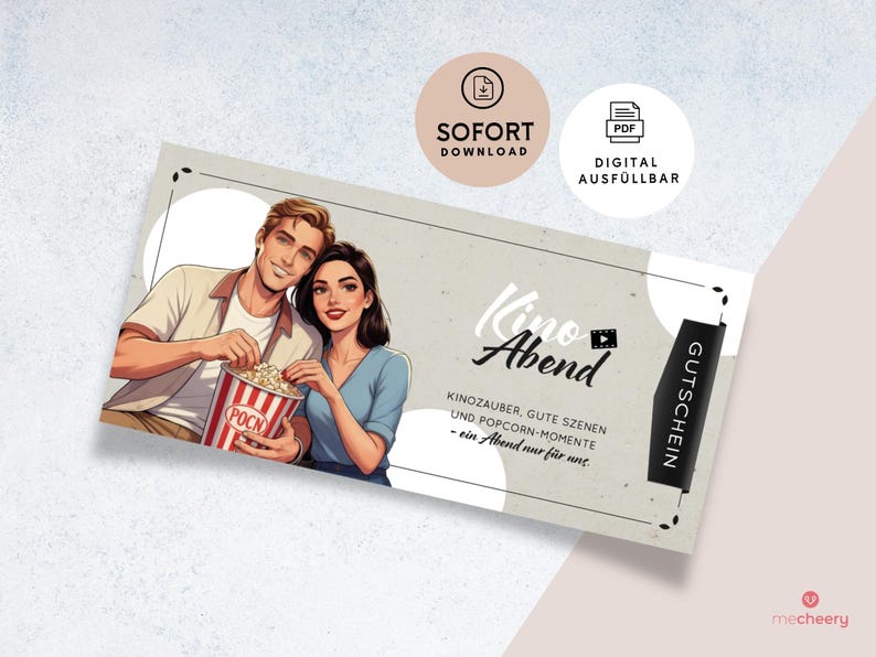 Printable Movie Gift Voucher | Movie Night Gift Card | Customizable ...