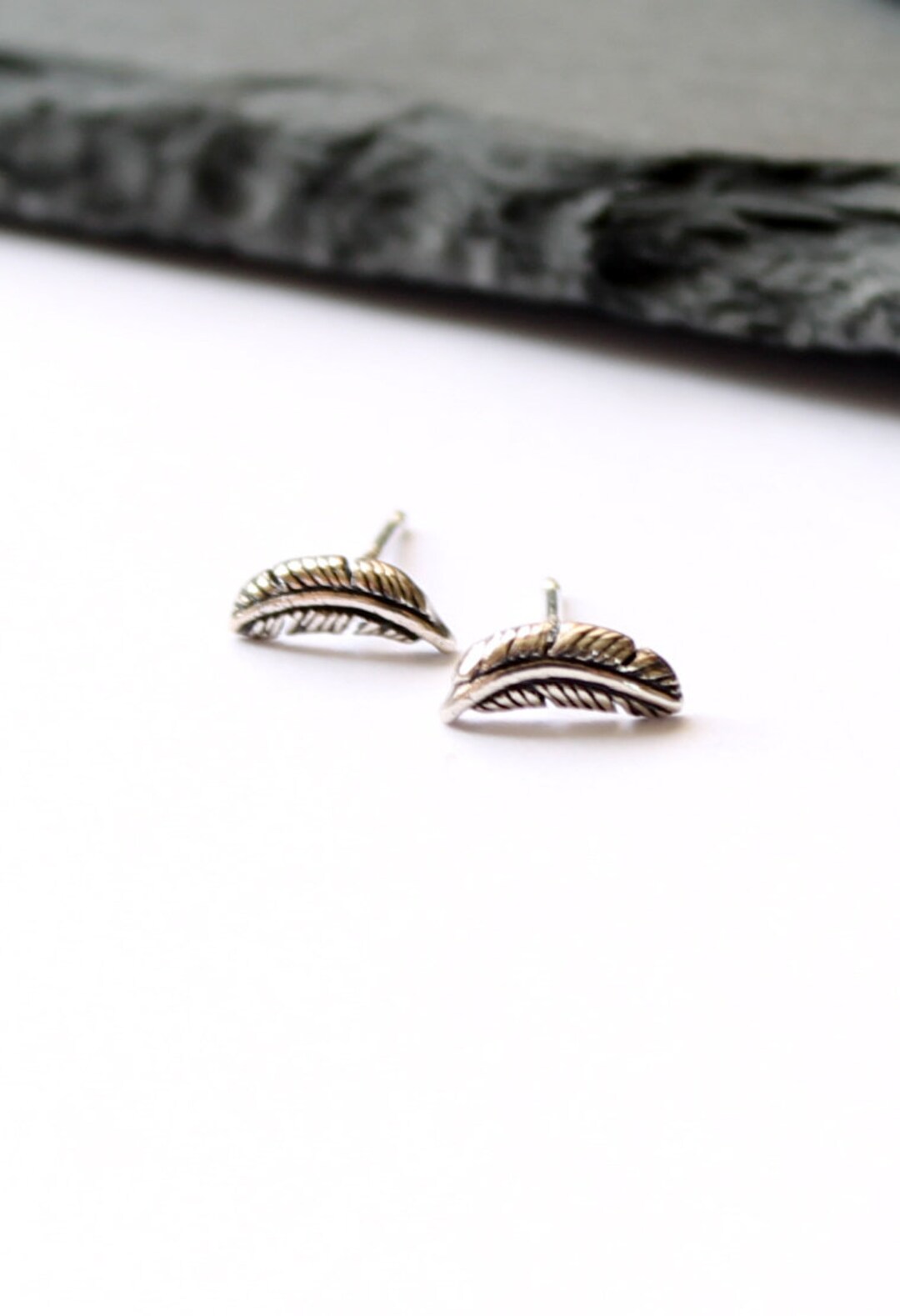 Tiny Sterling Silver Feather Studs Dainty Feather Earrings Festival ...