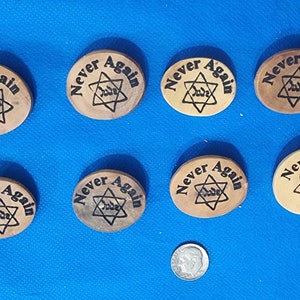Never Again Pin Shoah Israeli Olive Wood Art Memorized Pin - Etsy