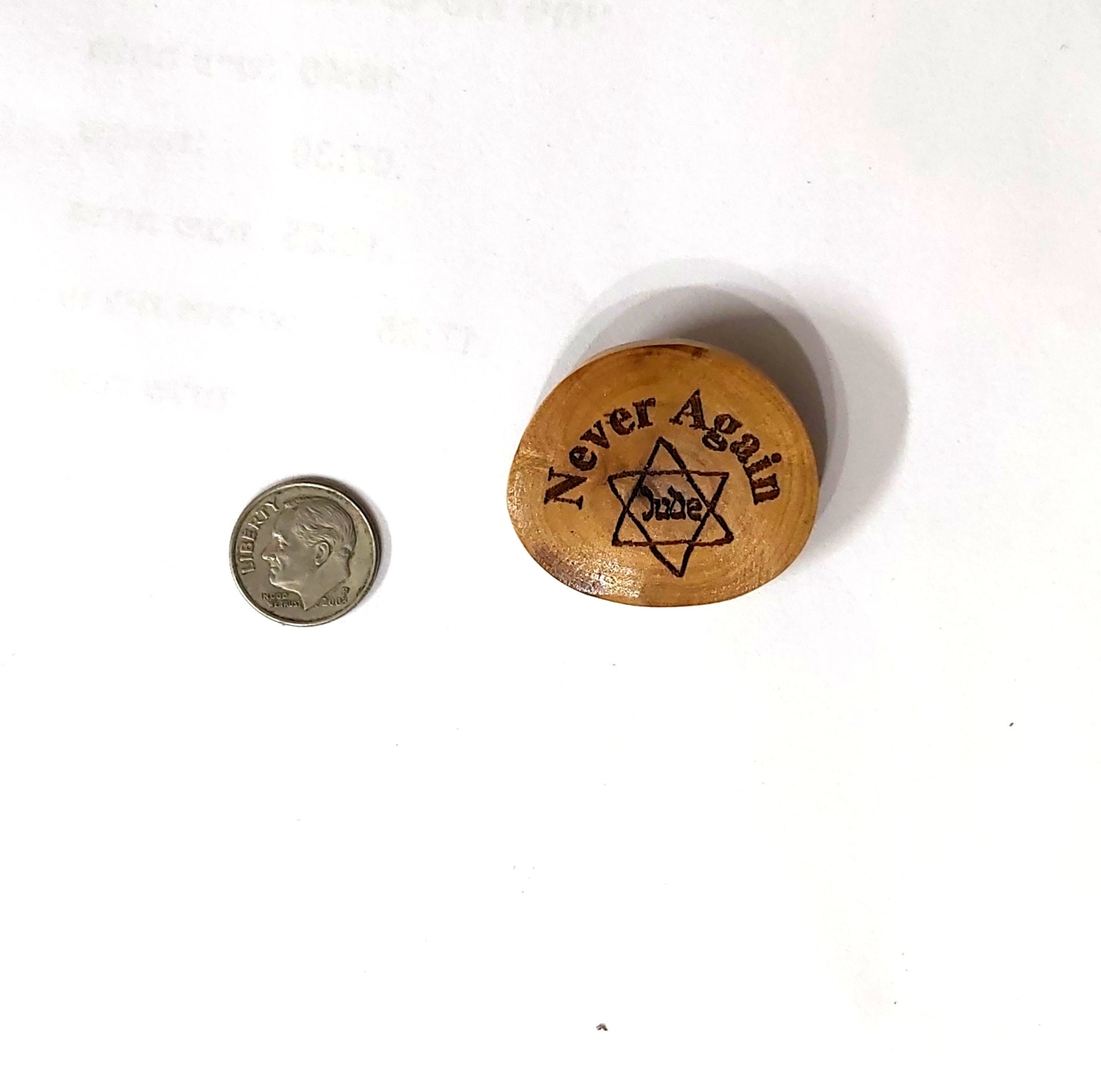 Never Again Pin Shoah Israeli Olive Wood Art Memorized Pin - Etsy