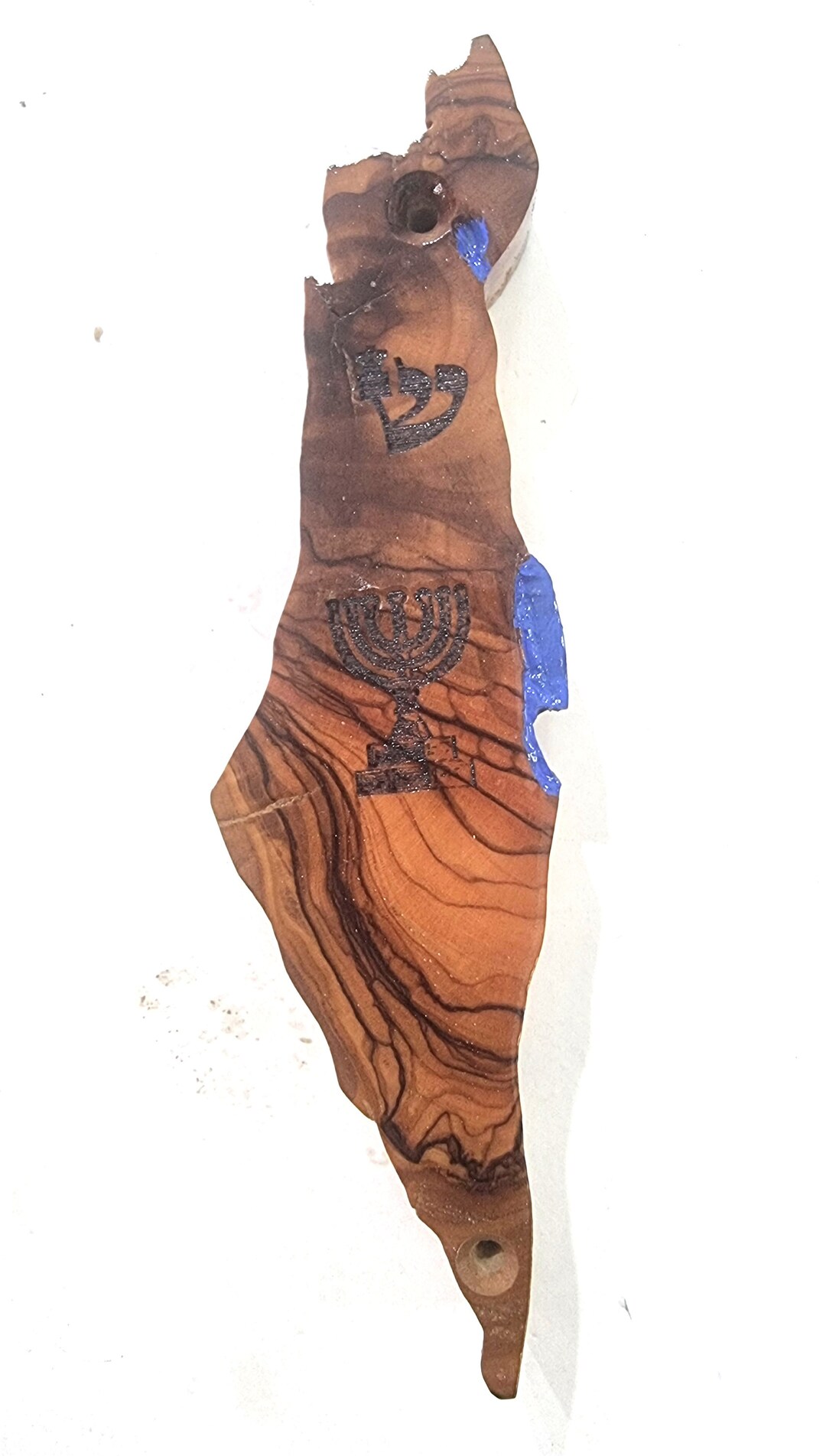 Handmade Wooden Mezuzah, Old Olive Wood Mezuzah Case Map of Israel ...