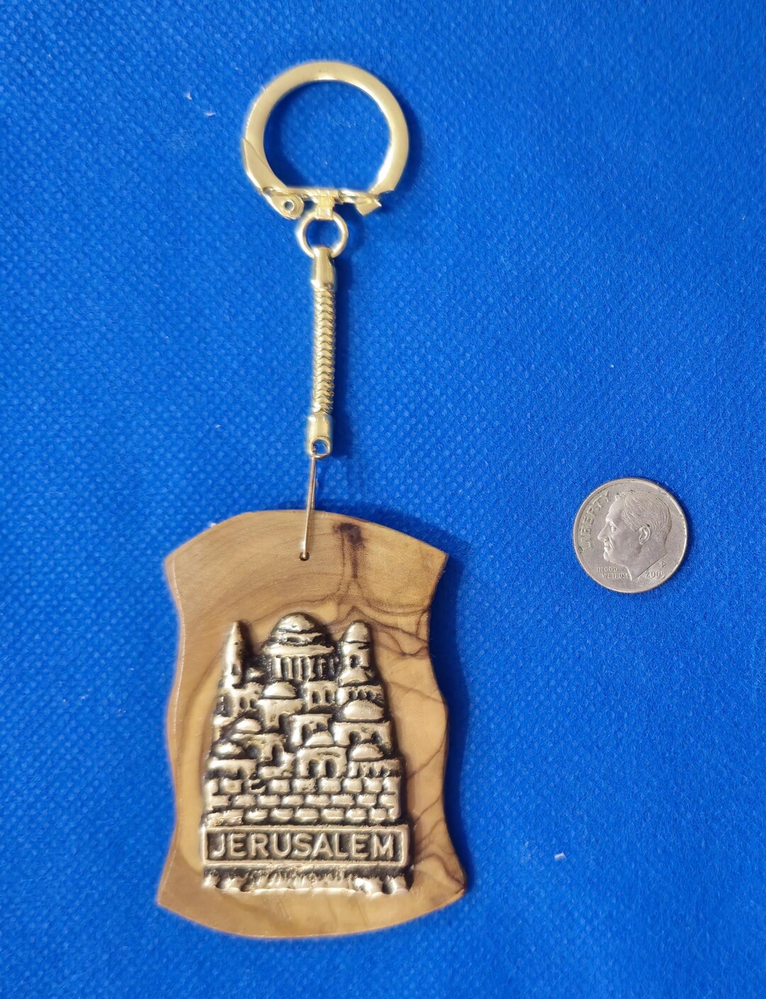 Jerusalem Key Chain, Israeli Olive Wood Jerusalem Bronze Judaica Israel ...