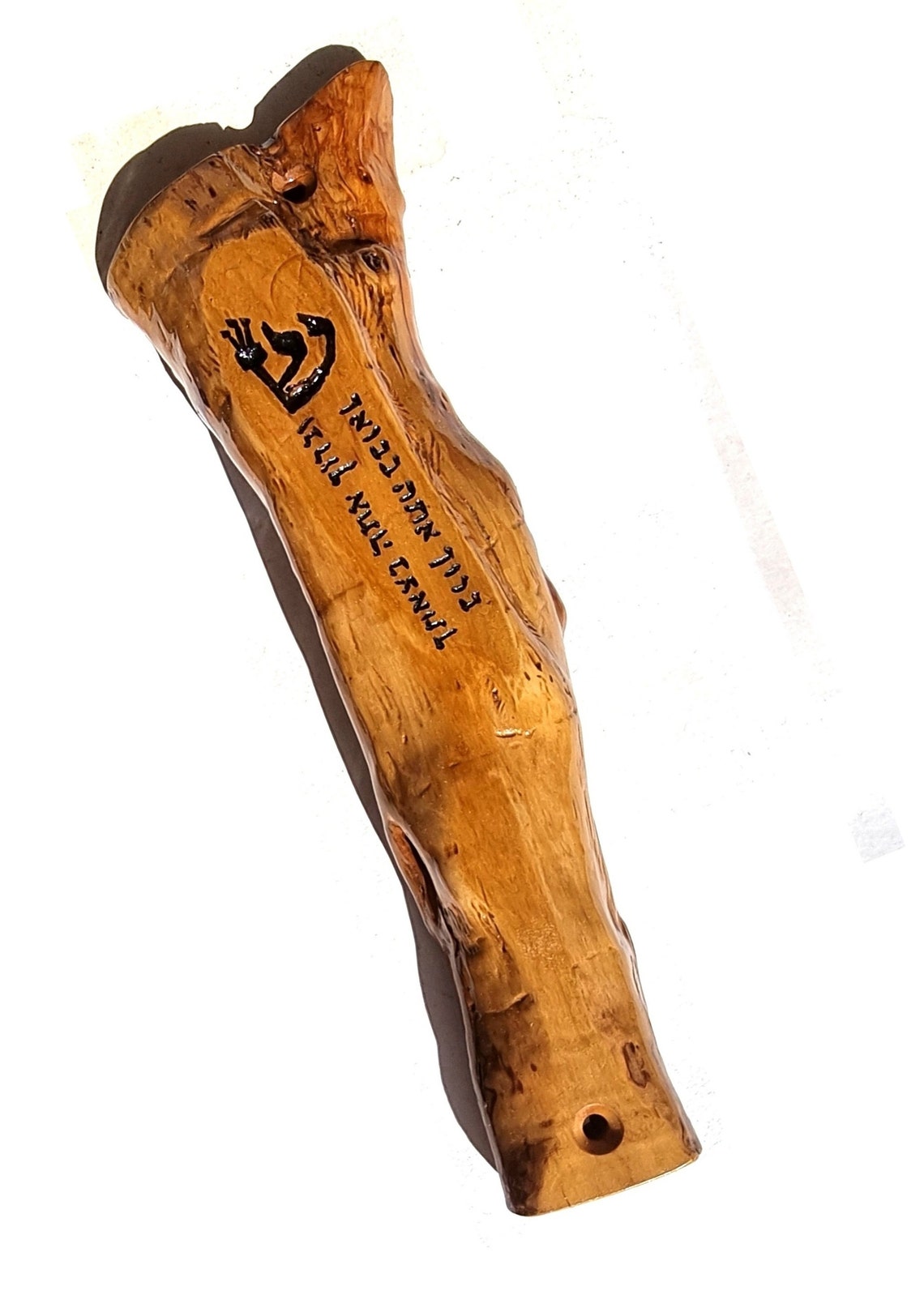 Israeli Hebrew Israeli Olive Wood Mezuzah Case Judaica Art Handmade ...