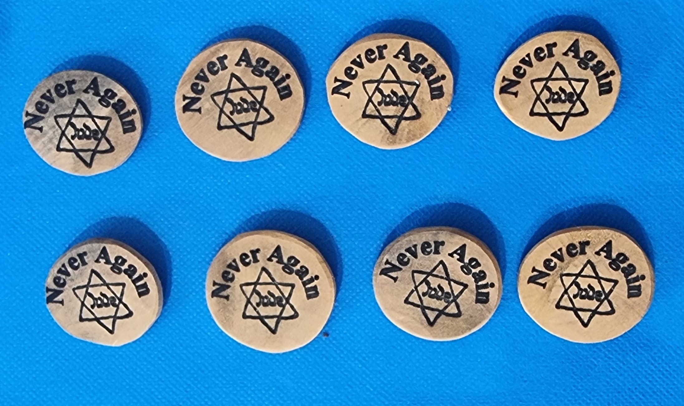 Never Again Pin Shoah, Israeli Olive Wood Art Memorized Pin the ...