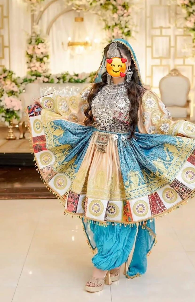 Afghani Jamawar Dress With Leather Embroidery and Antique Hem - Etsy