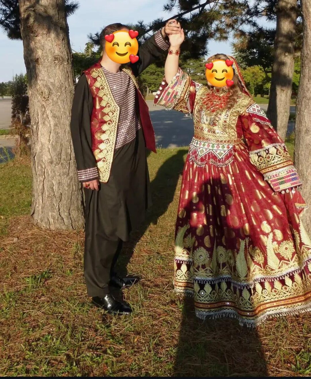 Red Jamawar Afghani Dress – Handmade Charma Work, Traditional Style - Etsy