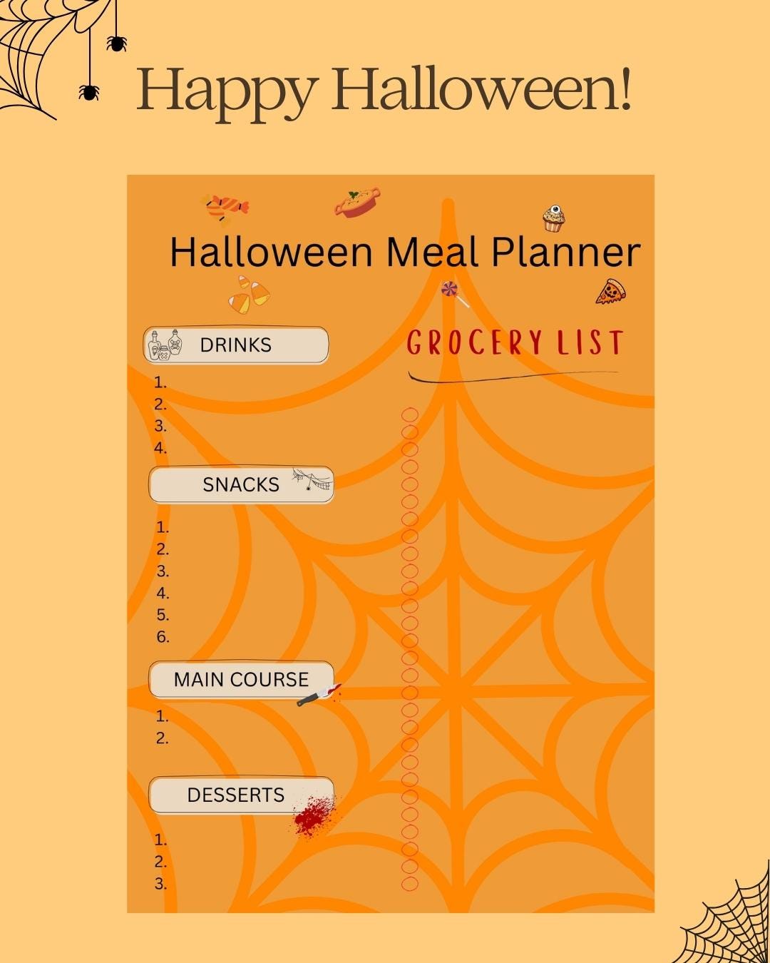 Halloween Meal Planner and Memo Game - Etsy