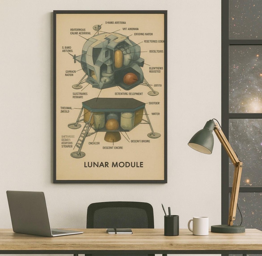 Apollo 11 Lunar Module Cutaway Diagram | Vintage Space Poster | NASA ...