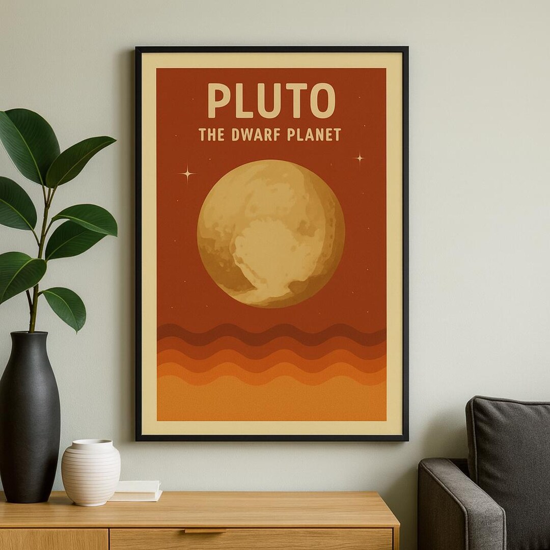 Pluto Retro Space Poster – “the Dwarf Planet” | Mid-century Vintage ...