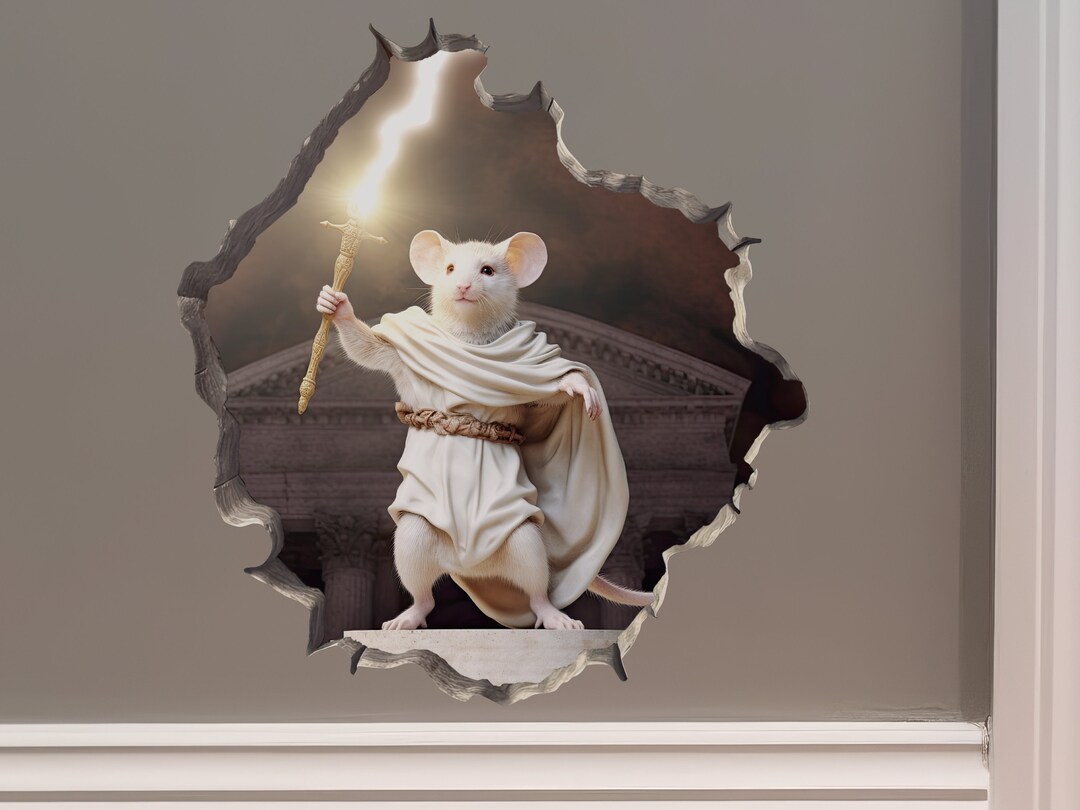 Greek God Zeus Mouse in Mouse Hole Decal - Mouse Hole 3D Wall Sticker ...