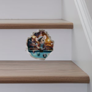Pool Billiards Mouse - Mouse Hole Wall Sticker - Etsy