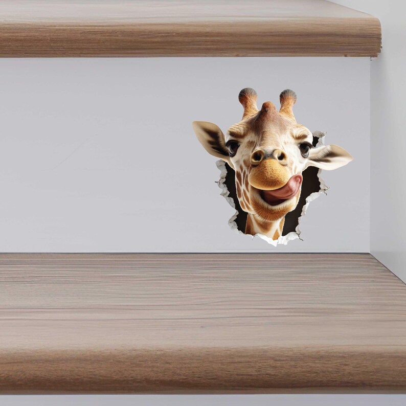 Giraffe Decal - Wall Hole Sticker With 3D Effect - Etsy