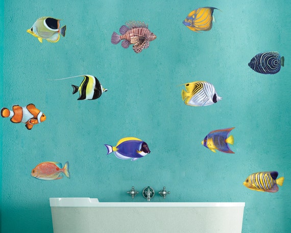 Tropical Fish Decals Set of 11 | Etsy