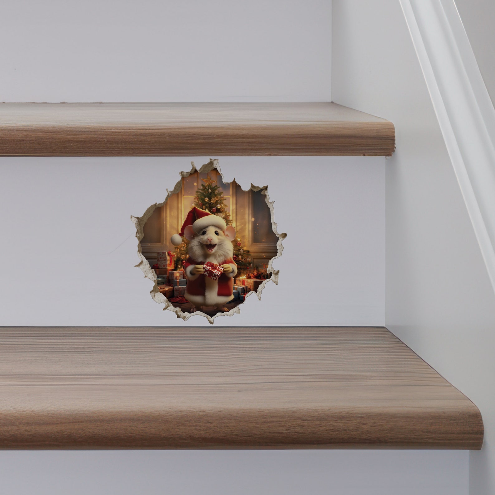 Santa Mouse in Mouse Hole Decal Mouse Hole 3D Wall Sticker - Etsy