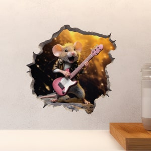 Rock and Roll Mouse in Mouse Hole Decal - Mouse Hole 3D Wall Sticker - Etsy