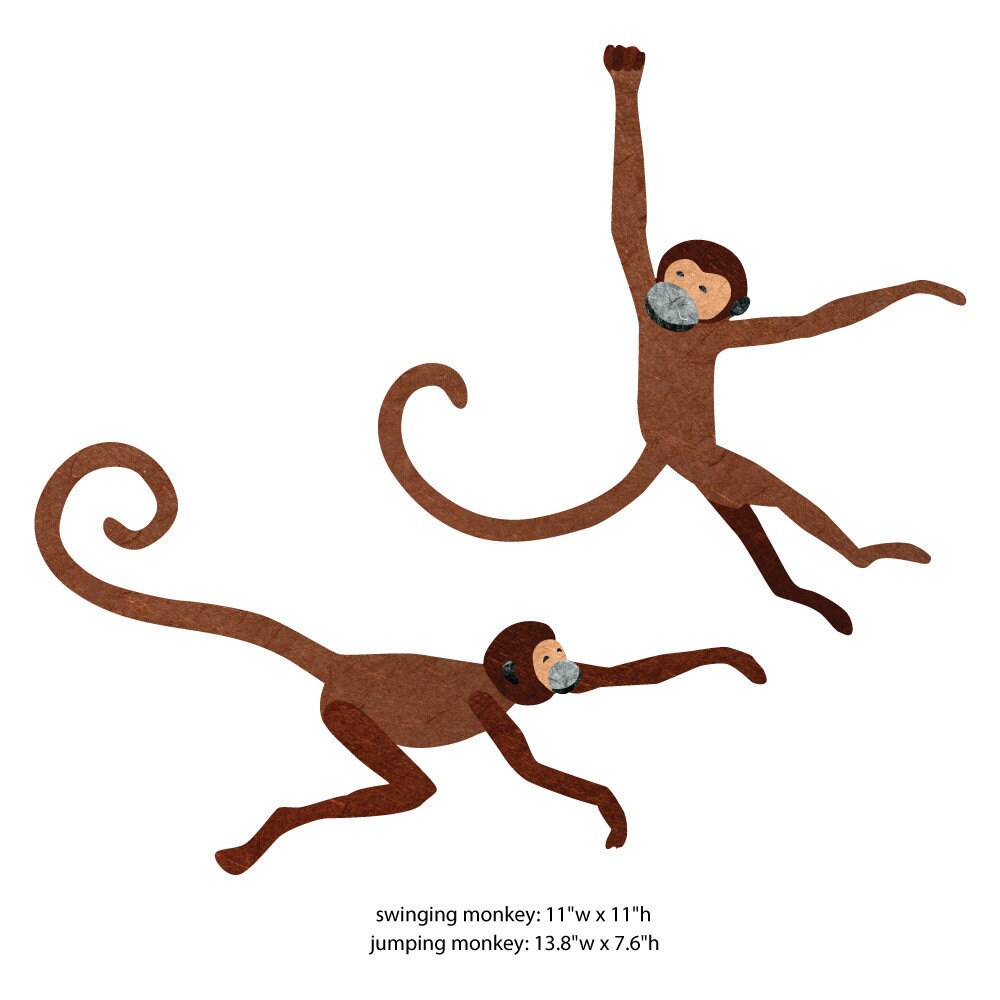 Monkey Wall Sticker Decal Set for Jungle Theme Room (185-17) - Etsy