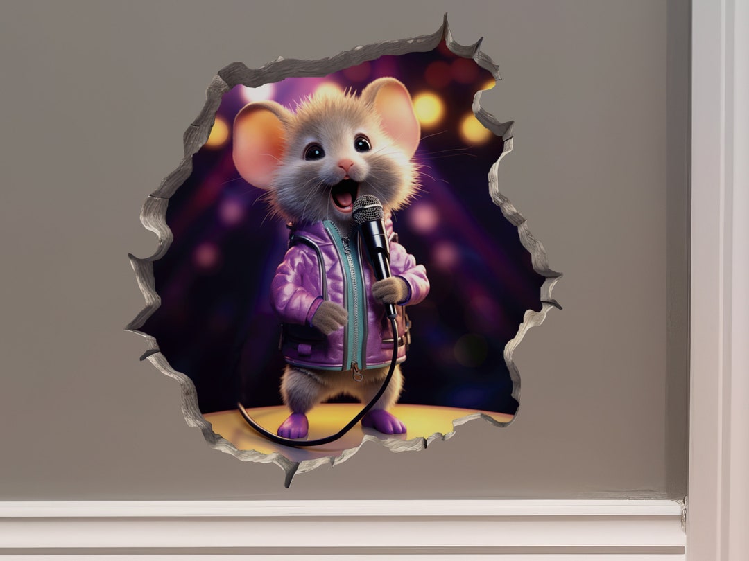 Singing Mouse in Mouse Hole Decal - Mouse Hole 3D Wall Sticker - Etsy
