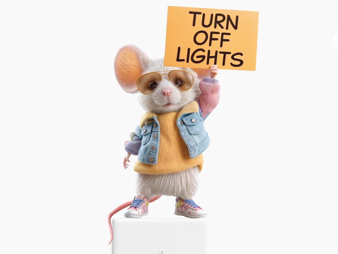 Reminder Mouse "turn off Lights" Sticker – 4.4W X 5.4H Inches - Etsy