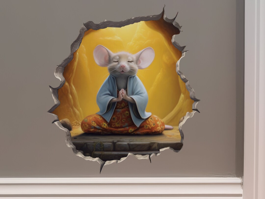 Meditating Mouse Hole Decal - Etsy