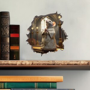 Church Priest Mouse in Mouse Hole Decal - Mouse Hole 3D Wall Sticker - Etsy