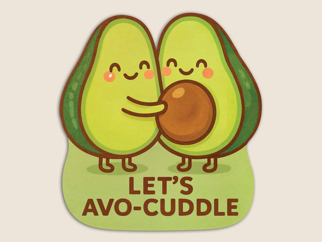 Let’s Avo-cuddle – Cute Avocado Hug Pun Sticker – 4.8"w X 5.2"h Vinyl Decal - Etsy