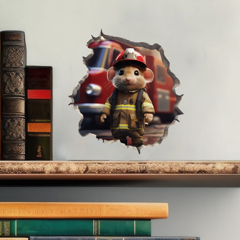 Firefighter Mouse Hole Decal - Etsy