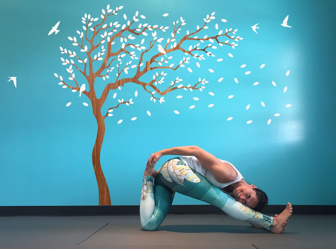 Breezy Tree Wall Decal and Bird Stickers in White and Wood | Etsy