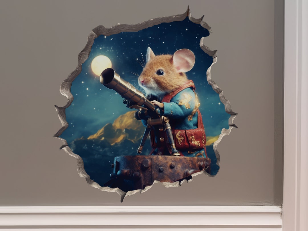 Astronomer Mouse in Mouse Hole Decal - Mouse Hole 3D Wall Sticker - Etsy