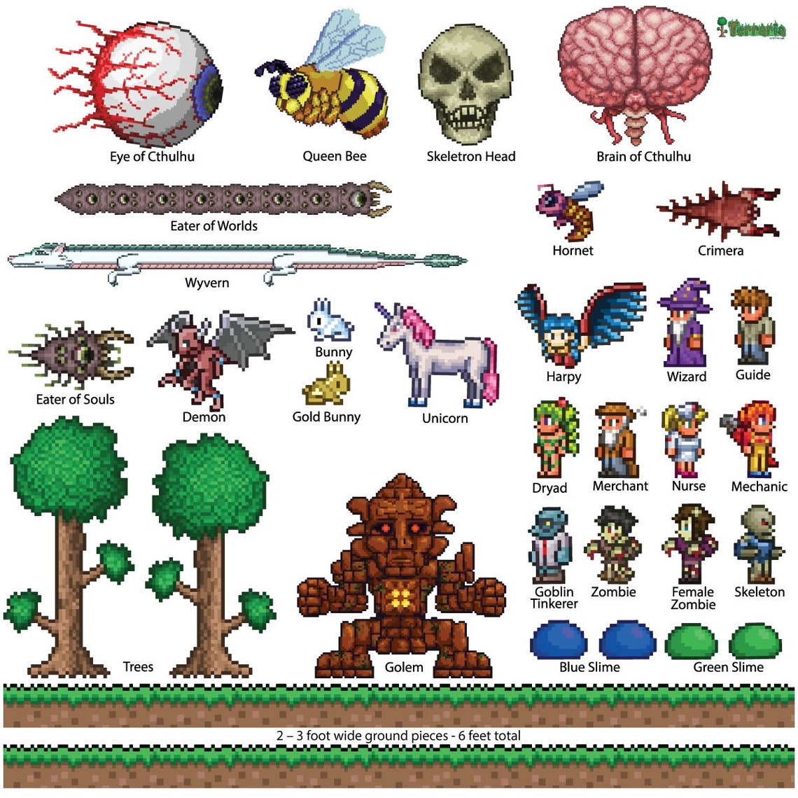 Terraria Wall Decal Set - Terraria Gift - Terraria Birthday Party ...