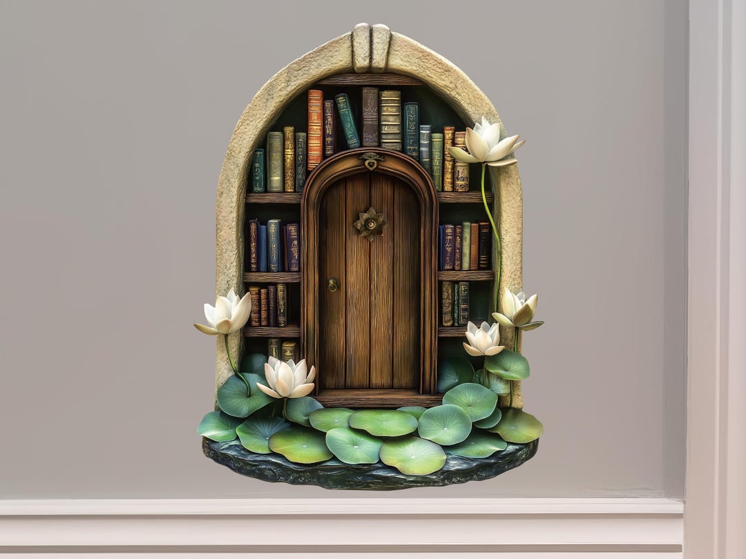 Lotus Library Fairy Door Decal - Etsy
