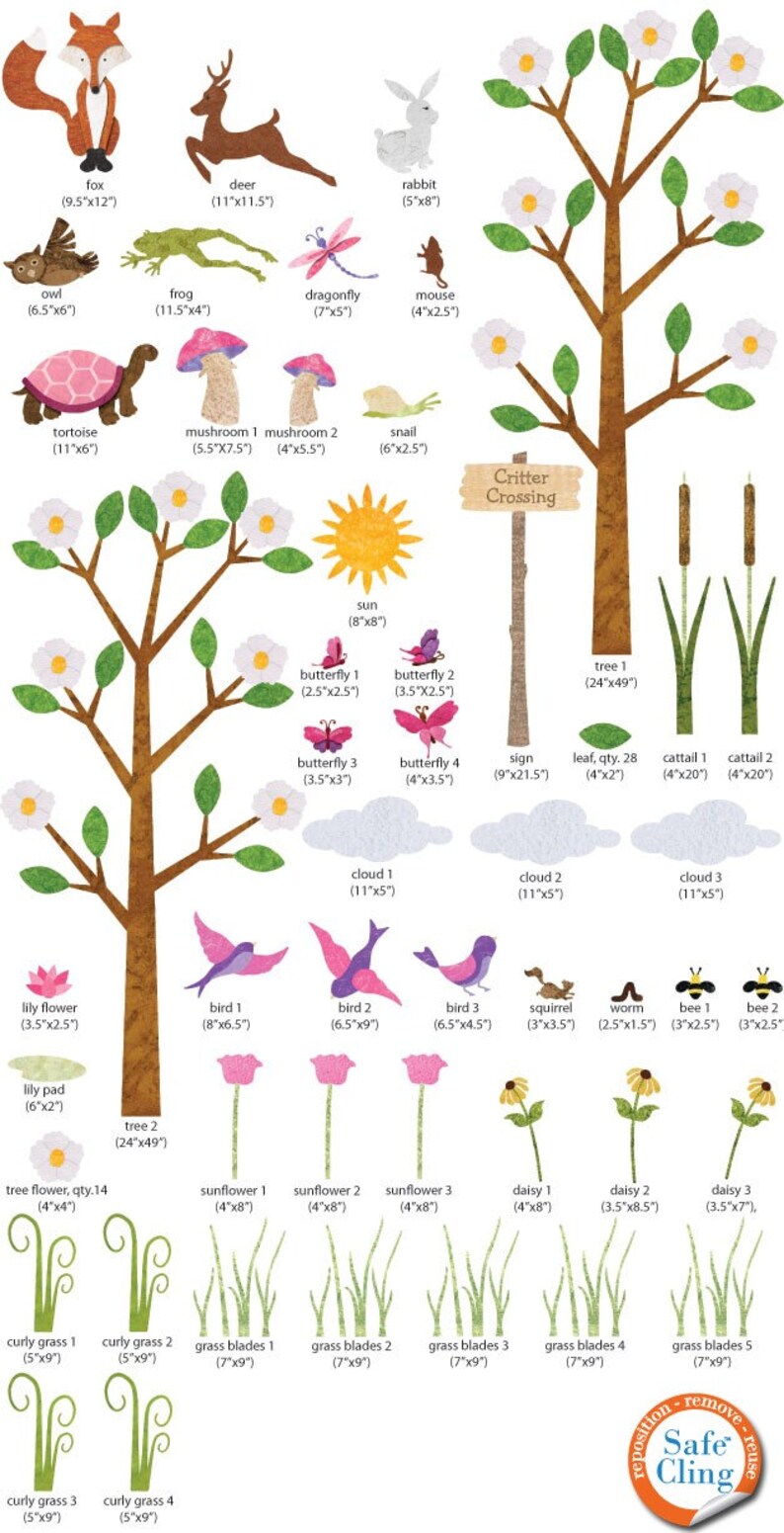 Forest Wall Decals Woodland Stickers for Girls Room JUMBO | Etsy