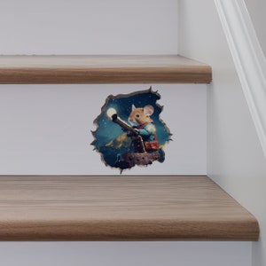 Astronomer Mouse in Mouse Hole Decal - Mouse Hole 3D Wall Sticker - Etsy