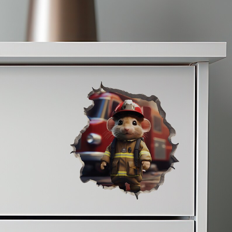 Firefighter Mouse Hole Decal - Etsy