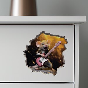 Rock and Roll Mouse in Mouse Hole Decal - Mouse Hole 3D Wall Sticker - Etsy