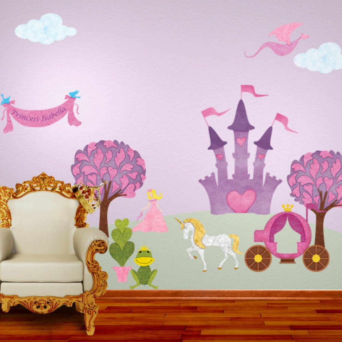 Princess Castle Wall Sticker Decal for Princess Mural | Etsy