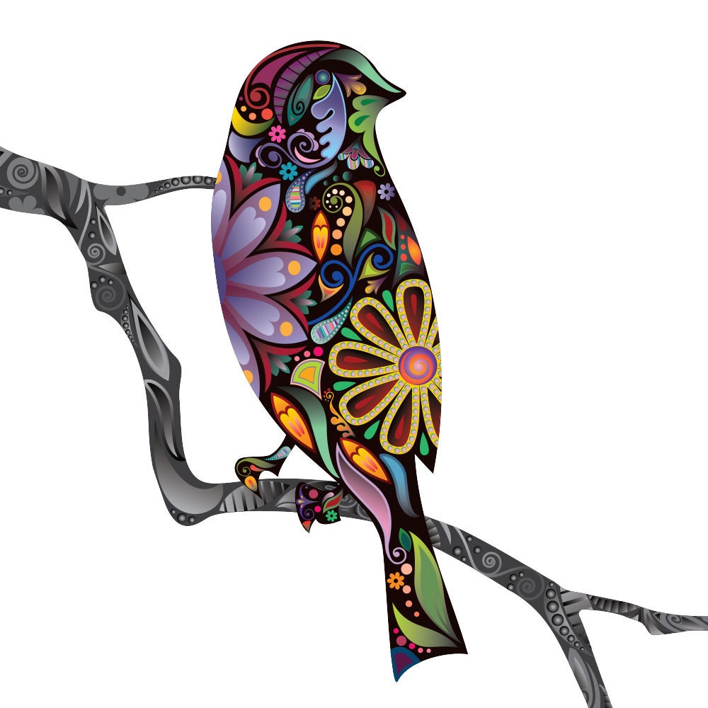 Bird Decals - Set of 6 Flying and Sitting Bird Wall Stickers in ...