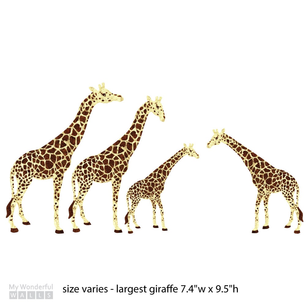 Miniature Giraffe Stickers - Set of 4 Giraffe Decals for Safari Room ...