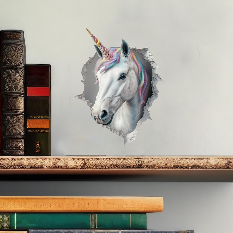 Unicorn Decal - Wall Hole Sticker With 3D Effect - Etsy