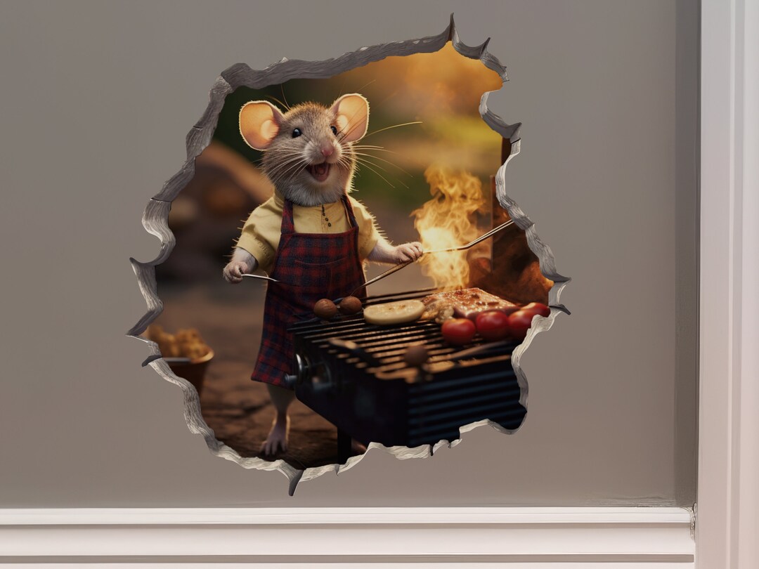 Barbeque Mouse Hole Decal - Etsy