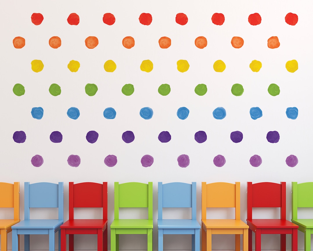 Watercolor Polka Dot Wall Decals - Rainbow Colors - Etsy